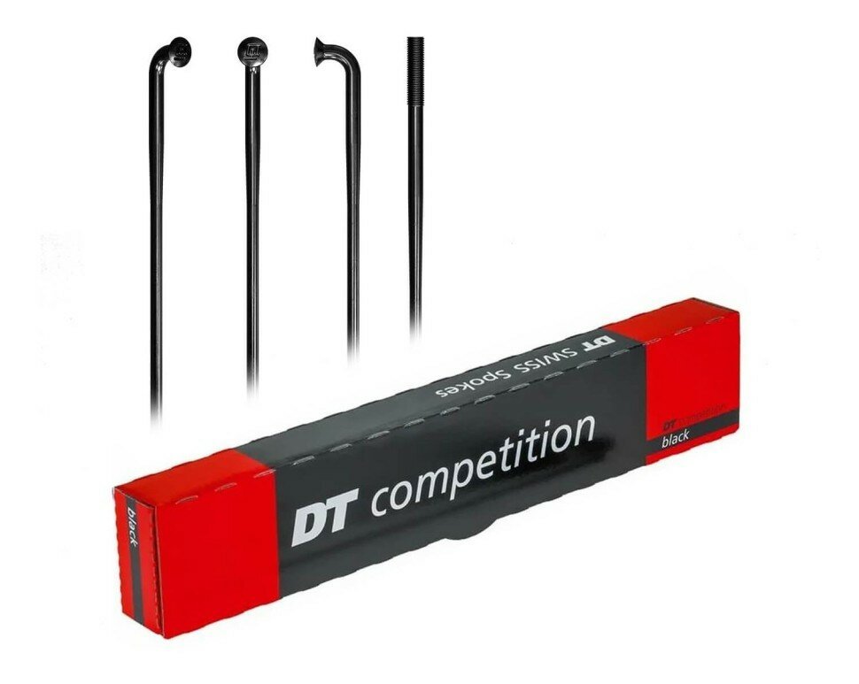 Набор из 32-х спиц DT Swiss Competition 2.0/1.8/2.0 x 268 мм, без ниппелей, нержавеющая сталь, черный