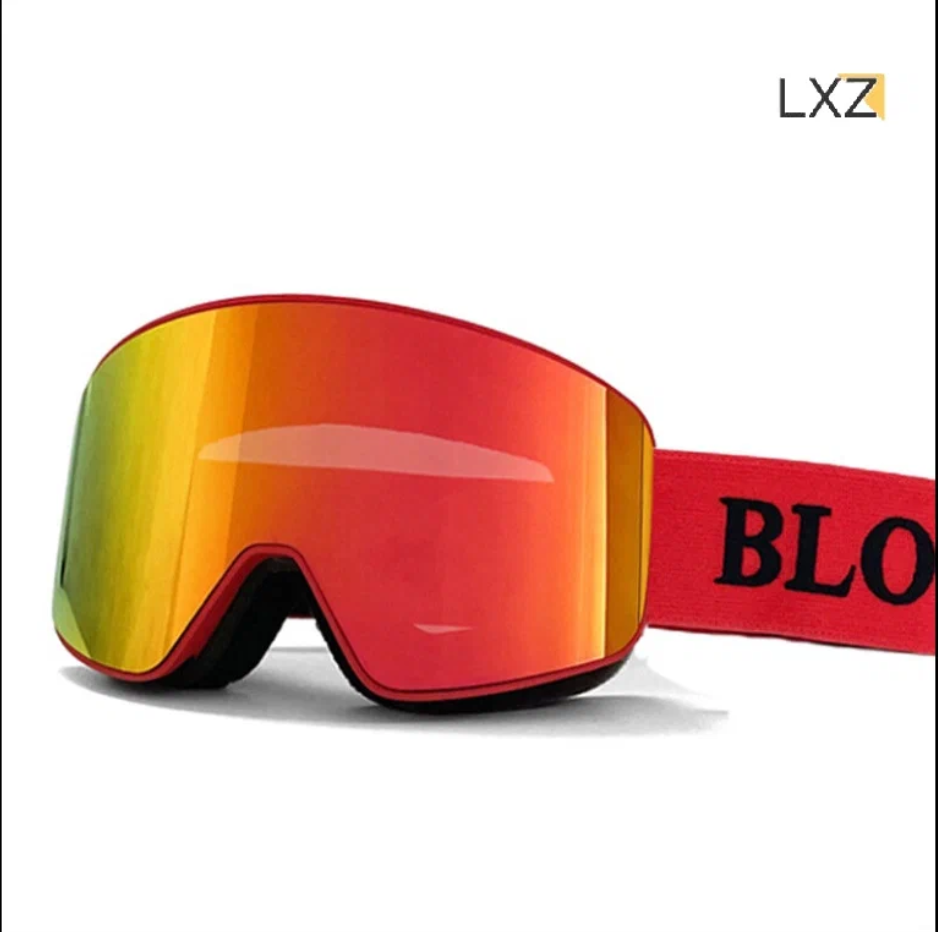 Эксклюзивные двухслойные очки для катания с диоптриями в красном тоне