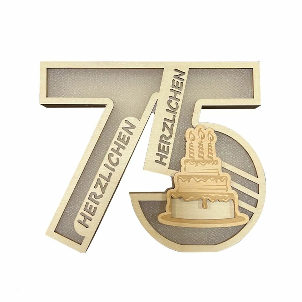 Цифровые деревянные украшения на день рождения-75 лет