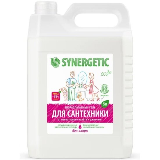 Чистящее средство Synergetic для сантехники, ванн, раковин, душевых кабин, 5 л