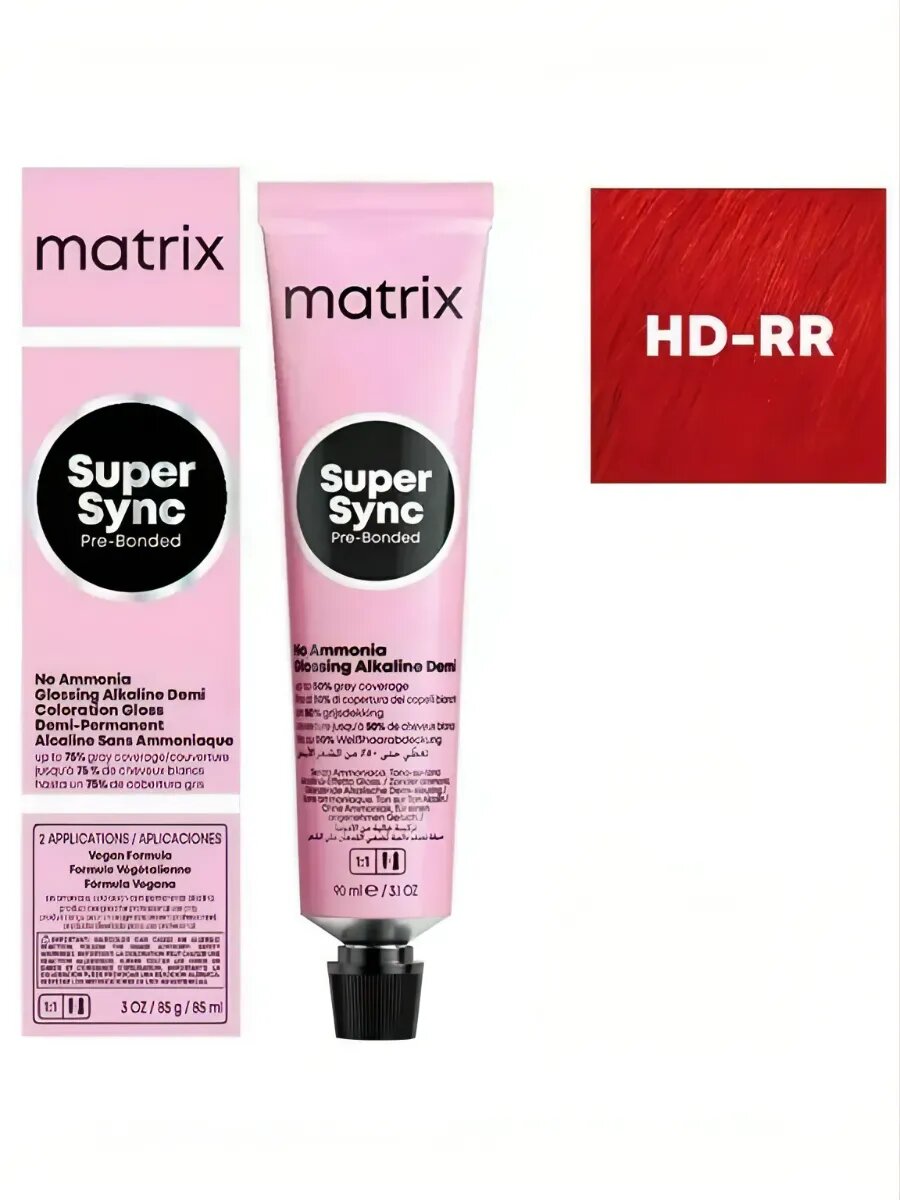 Краска для волос Matrix Coloring Hair Super Sync Pre-Bonded, Деми-перманентный краситель для волос, HD-RR