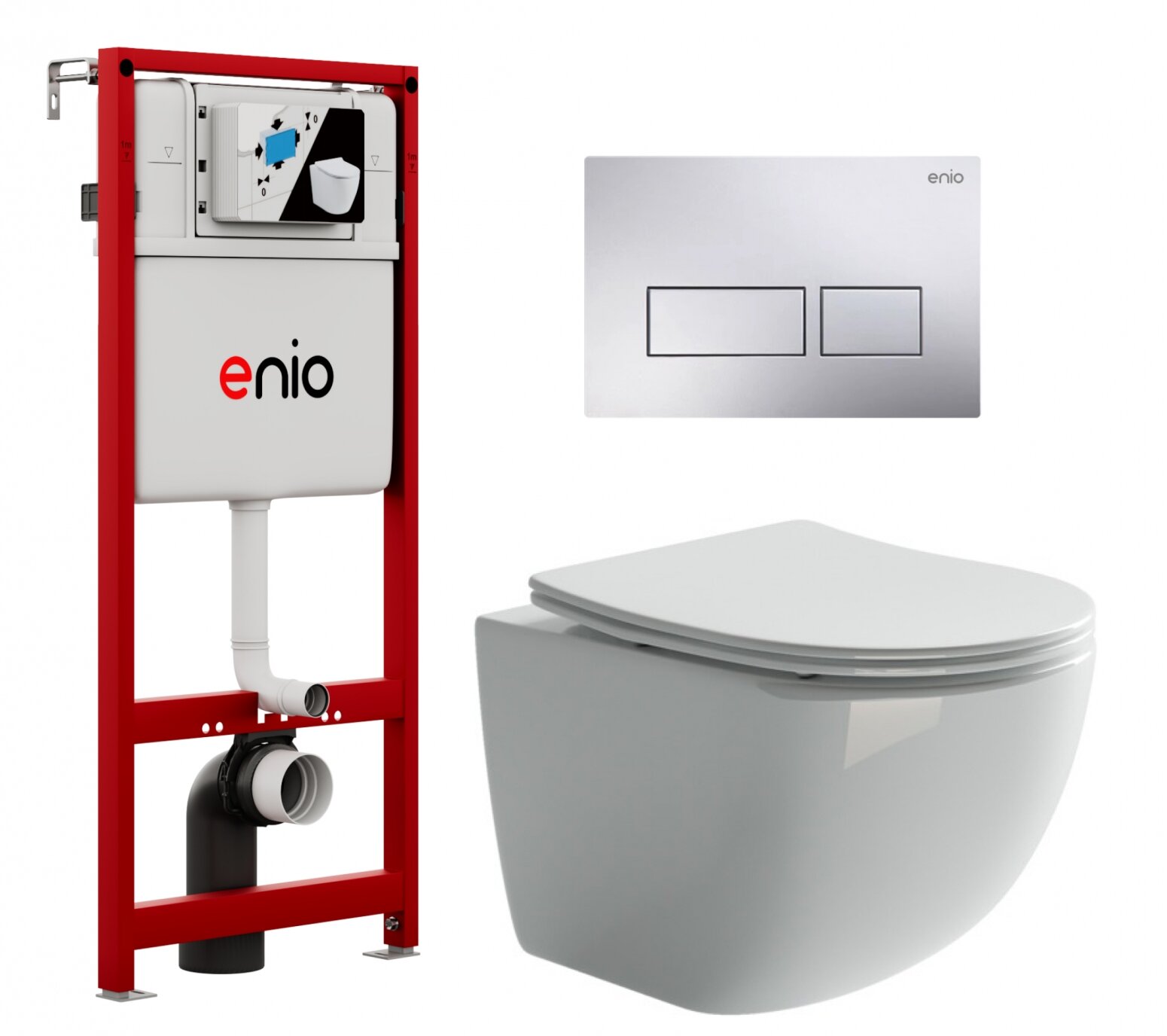 Комплект 3 в 1 инсталляция Enio Profi EN7050050 + Унитаз подвесной Ceramica Nova Forma CN3009 + кнопка хром Linea