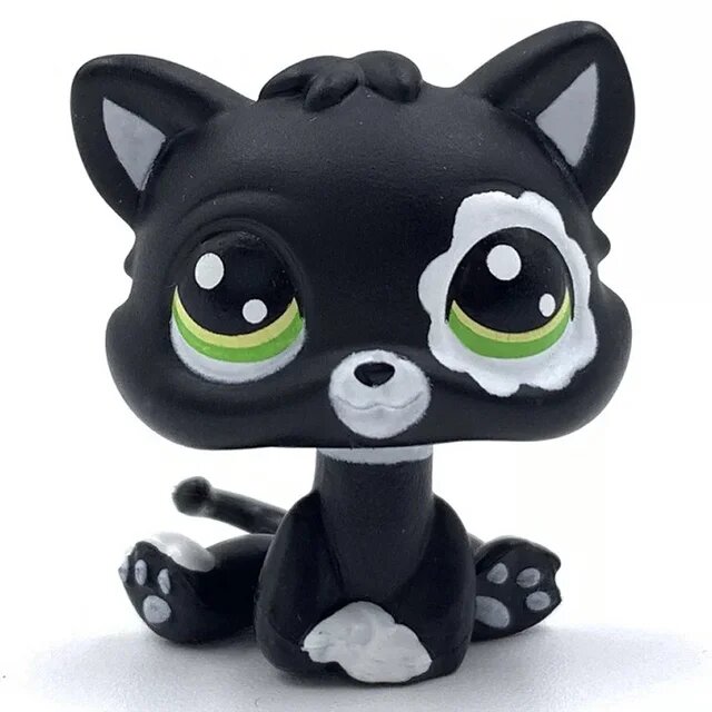 Редкая игрушка Mini Pet Shop (LPS) Миниатюрная фигурка короткошерстного котёнка, винтажная коллекционная оригинальная качающаяся голова