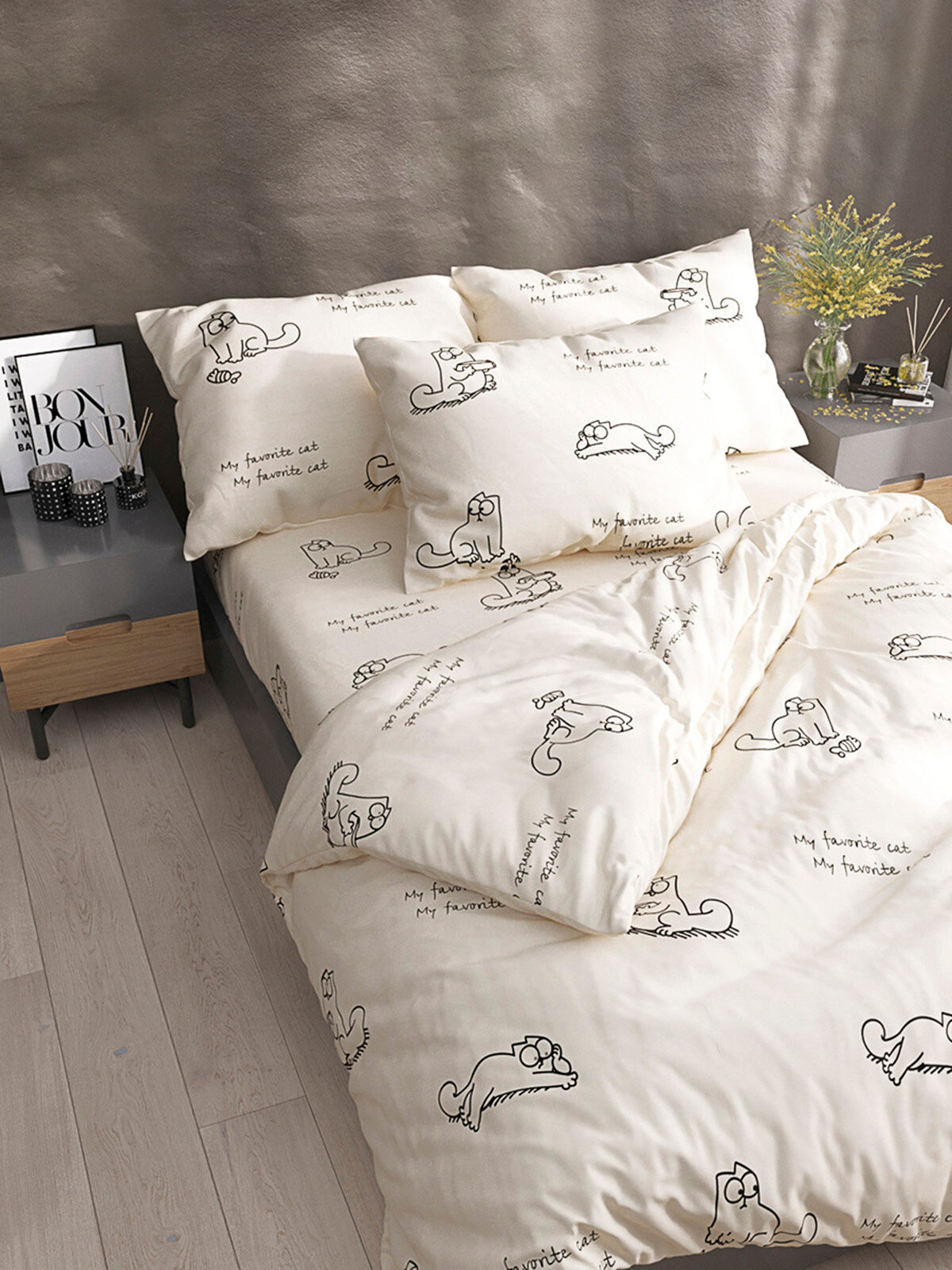 Постельное белье TimeLess "Каприче" 2-спальный на молнии Наволочка 50х70 см 2 шт Простынь на резинке 160х200 см Пододеяльник 175х215 см перкаль