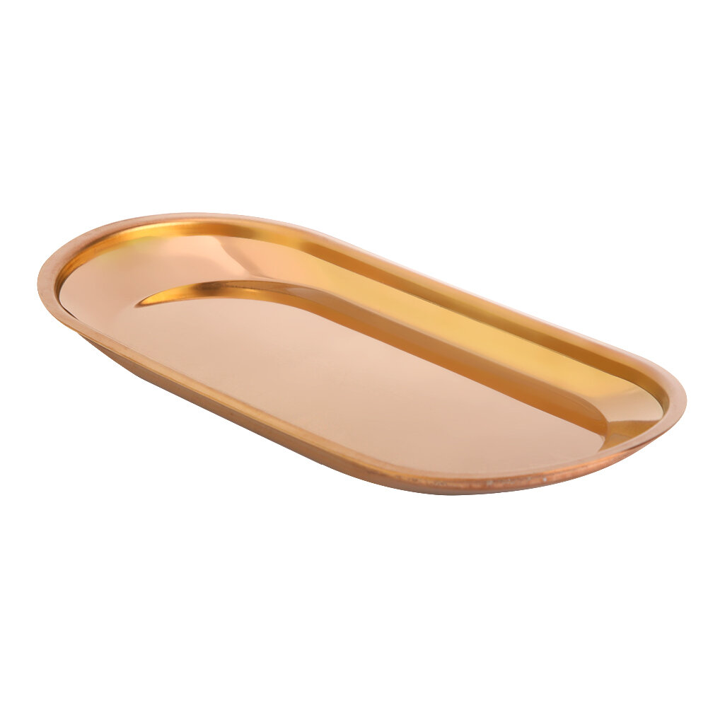 Stainless Steel Nordic Oval Towel Tray Storage Perfect for Snack Cosmetics Jewelry(Copper)