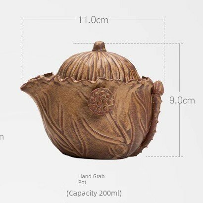 Чайник из грубой керамики в форме лотоса, креативный керамический набор из трех предметов ручной работы: чайник, чашка