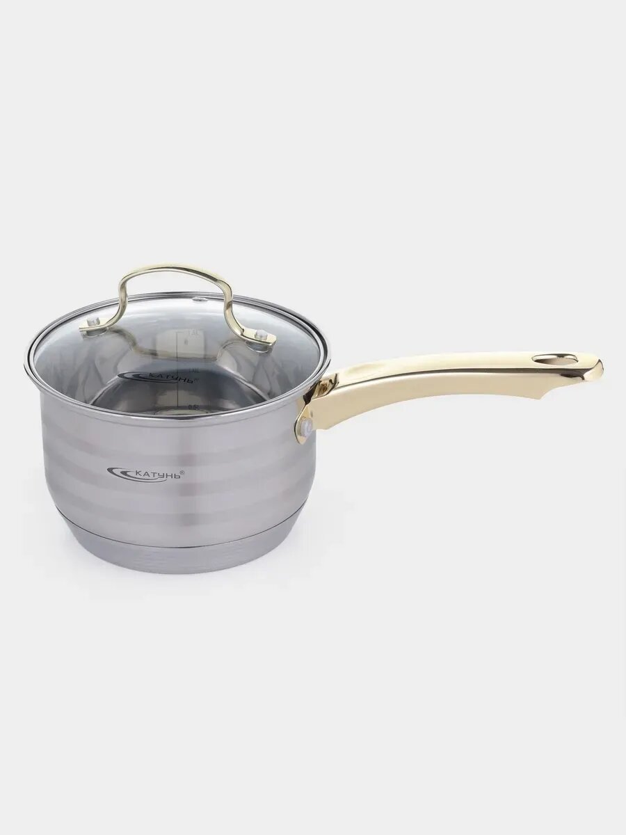 Ковш «элис голд», 1.8 л, с крышкой, нержавеющая сталь