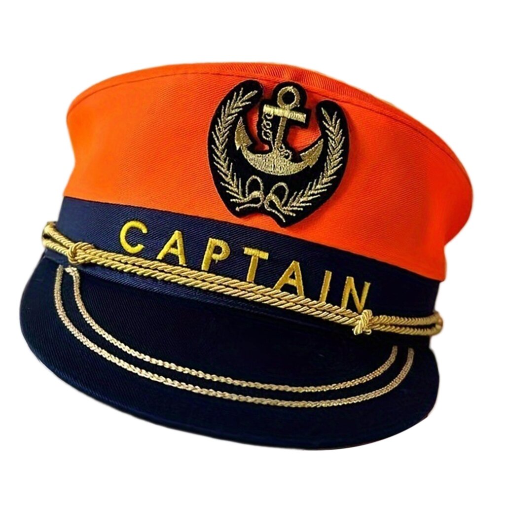 Темно-синяя шляпа, плоский цилиндр, капитанская фуражка-оранжевый