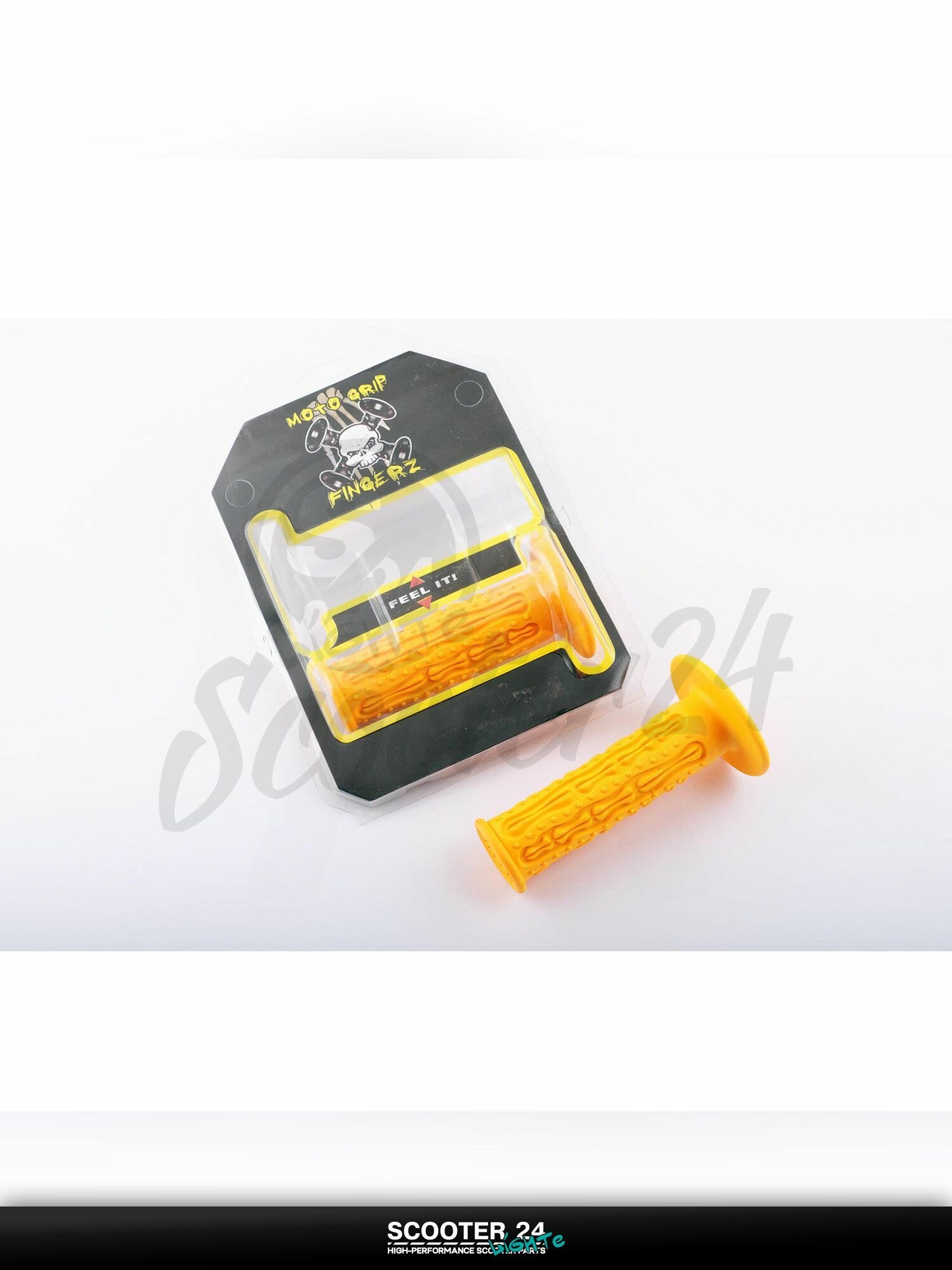 Грипсы (ручки руля) универсальные на мотоцикл / мопед питбайк и эндуро / скутер квадроцикл (mod:2, оранжевые) "MOTOGRIP"