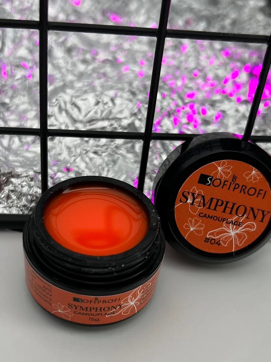 Гель камуфлирующий цветной для наращивания ногтей Тон 04 Simphony Sofiprofi Camouflage Gel Simphony, 15 мл