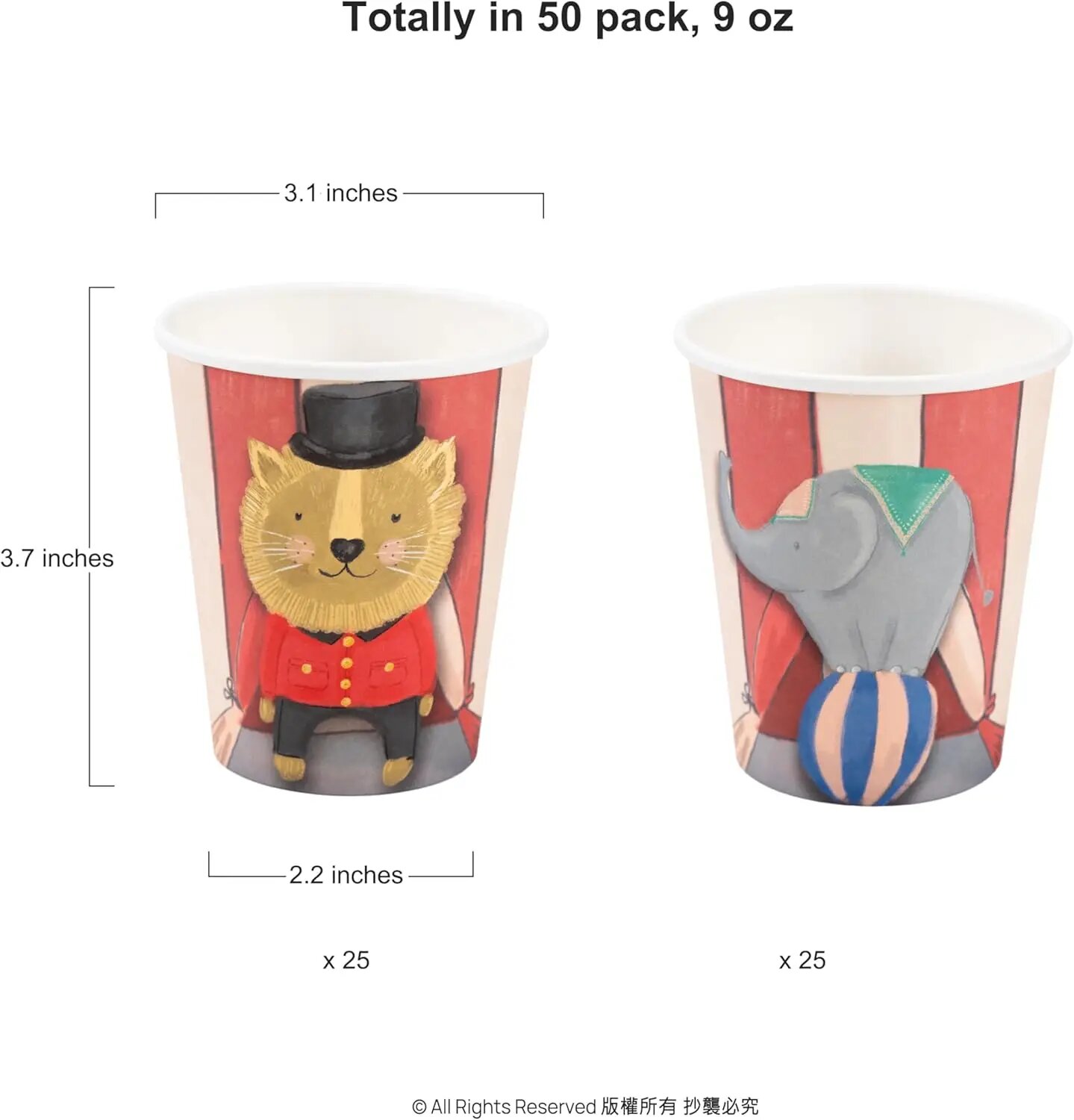 Одноразовые бумажные стаканчики Lion & Elephant 50 шт.