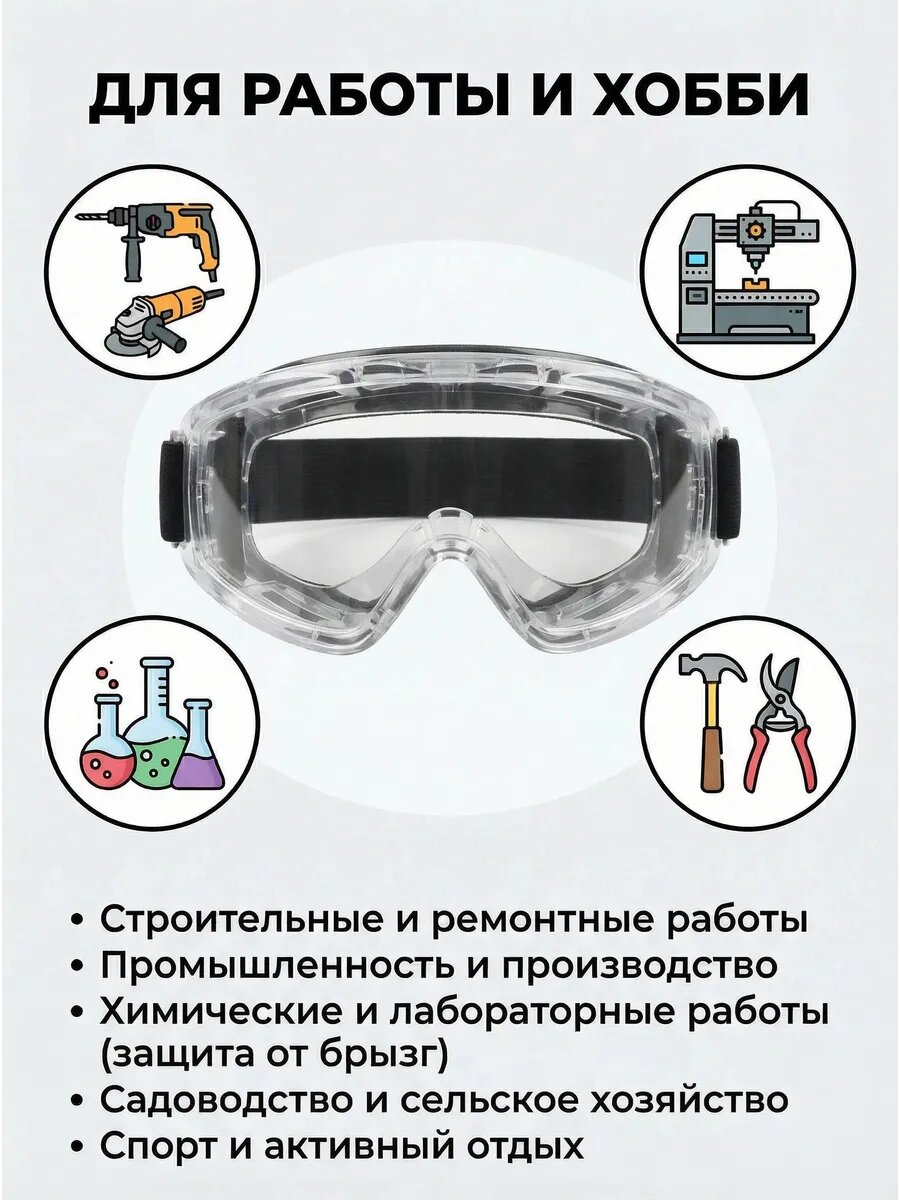 Очки защитные строительные для работы, прозрачные — фото 1