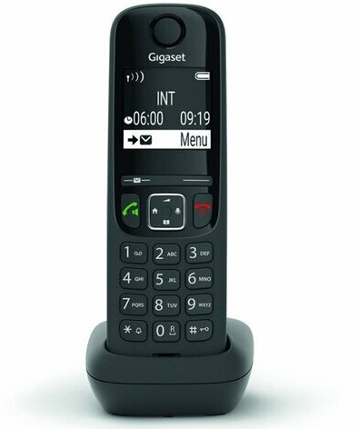 Радиотелефон Gigaset AS690, память 100 номеров, АОН, повтор, часы, черный