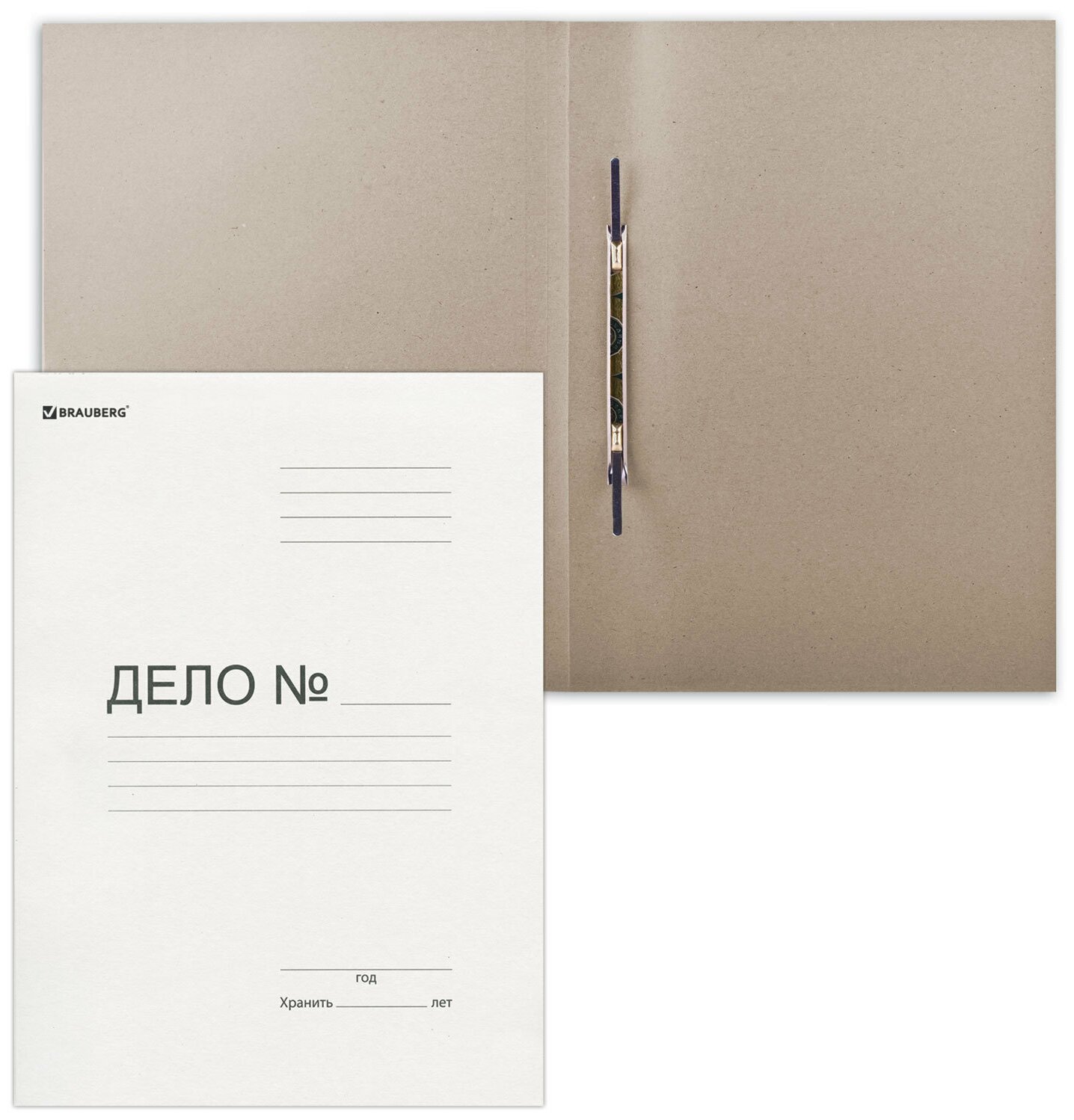 Скоросшиватель картонный BRAUBERG, гарантированная плотность 400 г/м2, до 200 листов, 126524, 10шт.