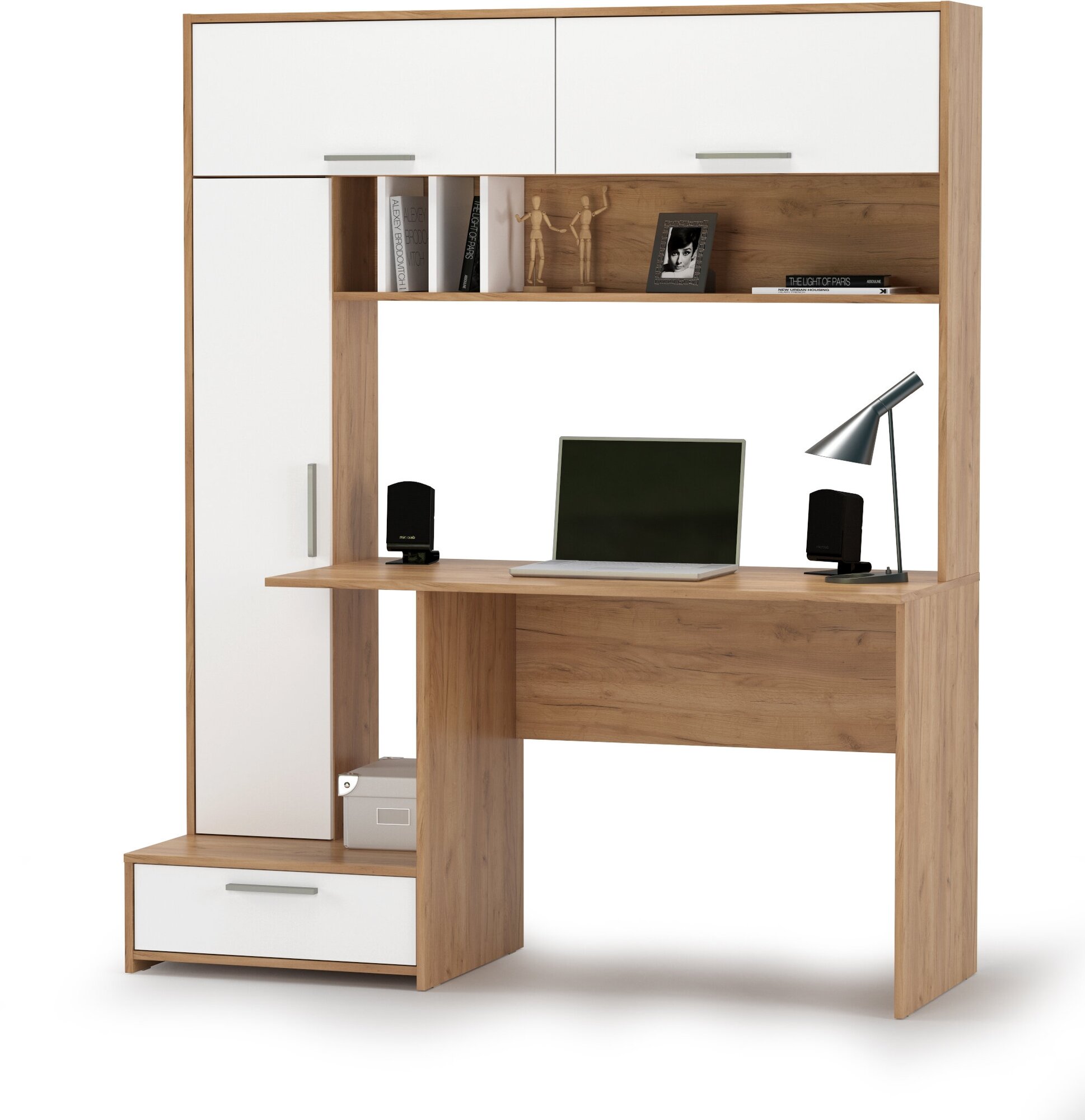 Письменный стол Лайт 03.243 цвет дуб крафт золотой/белый премиум