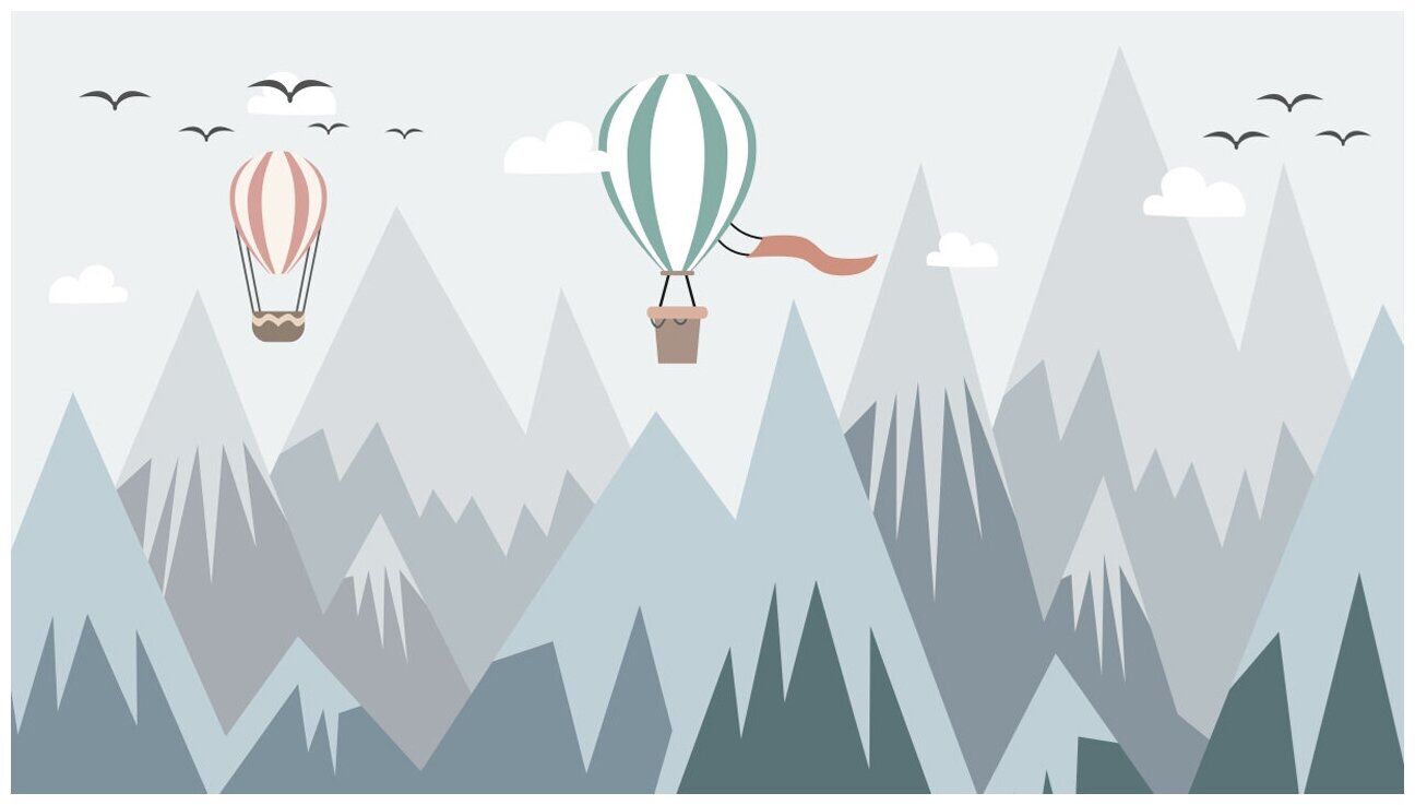 Фотообои на стену флизелиновые "Иллюстрированные горы" 450х253 см