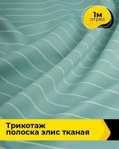 Ткань Трикотаж жаккард для шитья одежды и рукоделия, отрез 1 м*155 см с принтом в полоску
