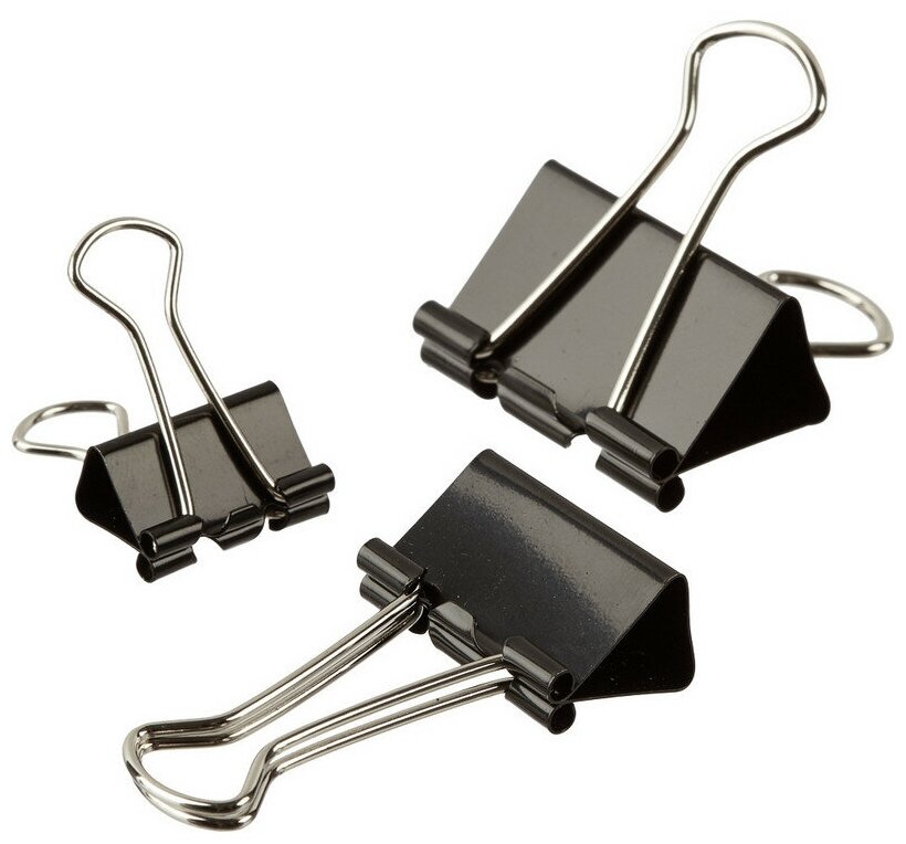 Зажимы для бумаг Attache 19/25/32 мм черные (10 штук в уп) 509191