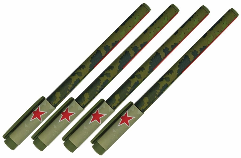 Набор 4 штуки - Ручка шариковая BRUNO VISCONTI "FunWrite", синяя, "Милитари", узел 0,5 мм, линия письма 0,3 мм, 20-0212/06