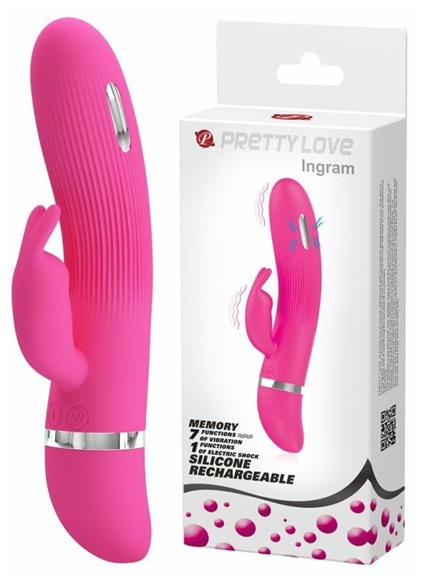 Розовый вибратор Ingram с электростимуляцией - 19,2 см.
