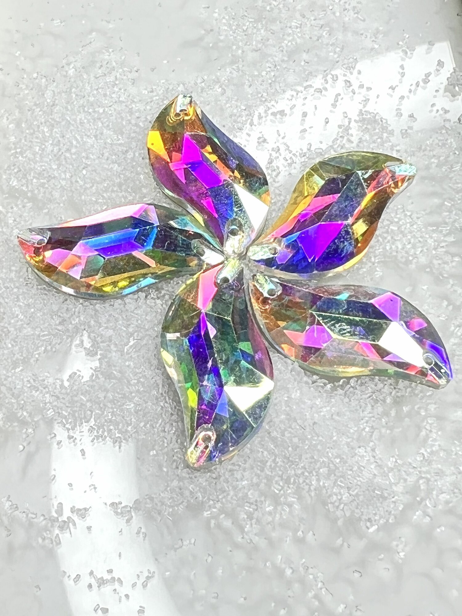 Стразы пришивные, стекло, цвет "AB Сristal", размер 15х30 мм. упаковка 3 шт.