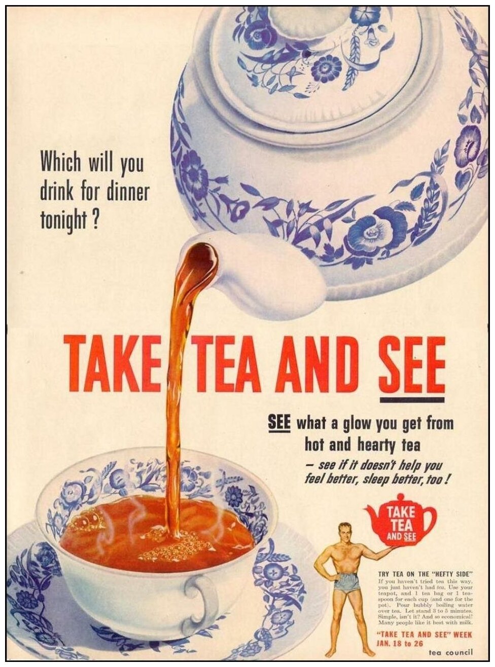 Постер / Плакат / Картина Рекламный плакат - Чай Take tea and see 50х70 см в подарочном тубусе