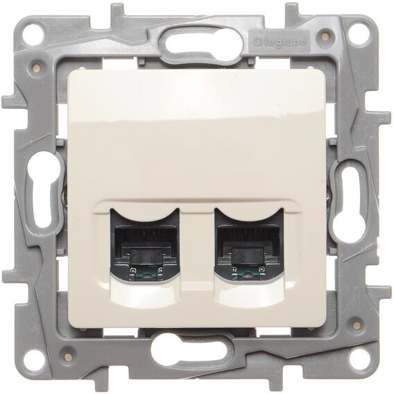 Механизм Etika 672355 компьютерной розетки UTP 2 входа 8 контактов категория 5е с/п бежевый Legrand (3 шт. в наборе)