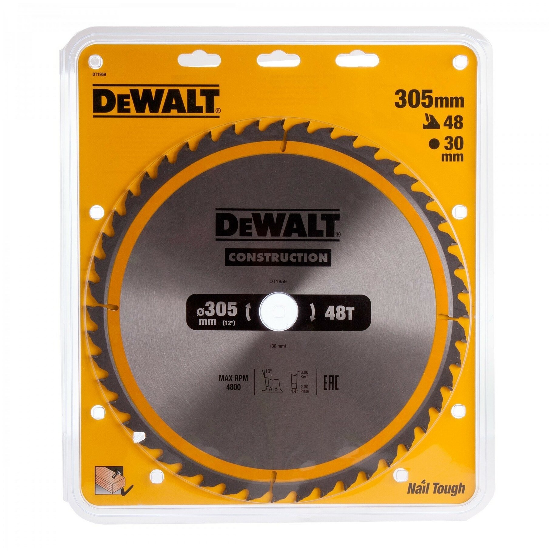 Диск пильный DeWalt Construction DT1959