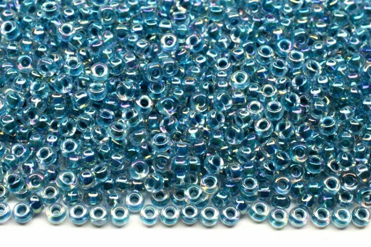 Бисер японский MIYUKI круглый 11/0 #0279 светлый синий, радужный, окрашенный изнутри, 10 грамм