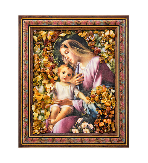 Икона Божией Матери (с янтарной крошкой) H-18см AMB-04/17 113-7012226
