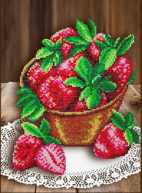 Набор для вышивания Паутинка #Б-1315 Ягодка клубничка, Вышивка бисером, 20 х 28 см