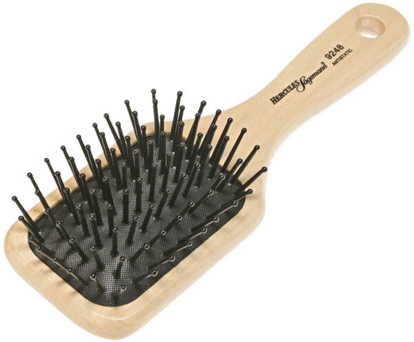 Щётка для волос массажная малая, 8 рядов, дерево + пластик, Hercules