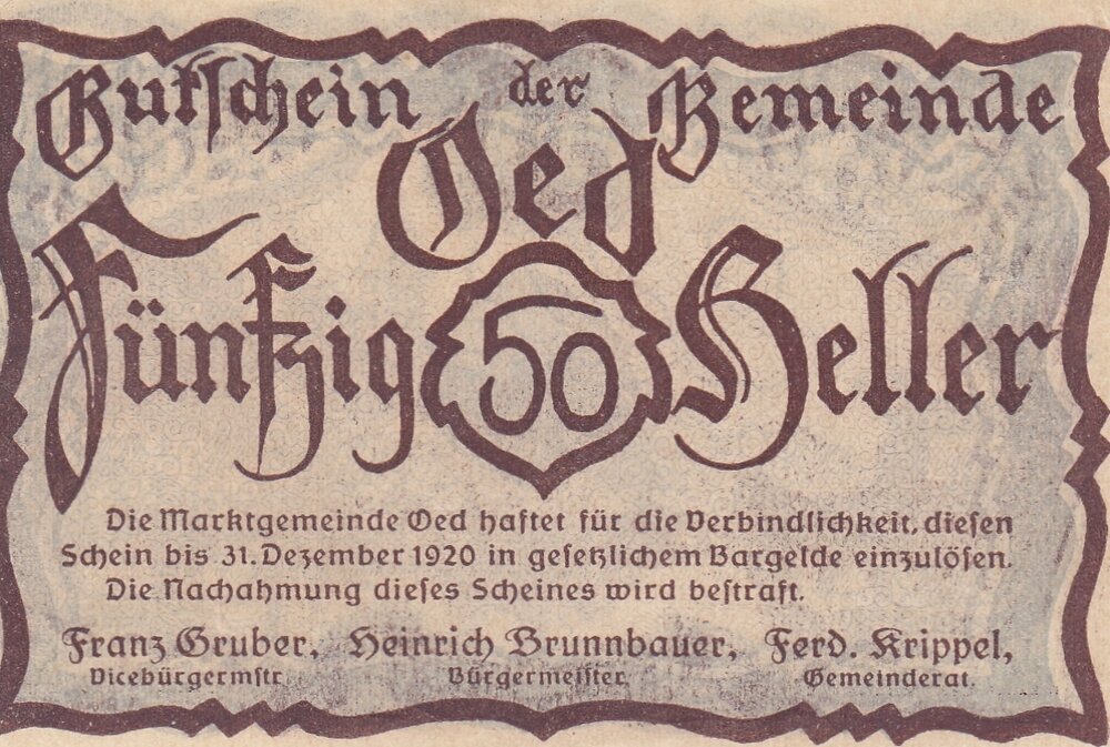 Австрия, Эд 50 геллеров 1914-1920 гг. (№1)