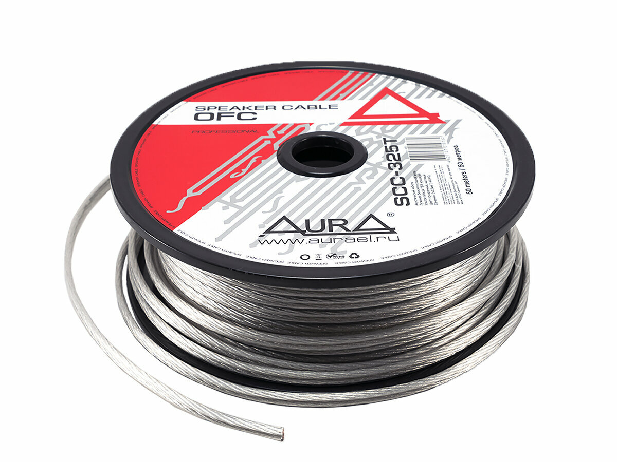 Кабель акустический AurA SCC-325T, OFC, прозрачный, 2.5мм2, 50м/катушка