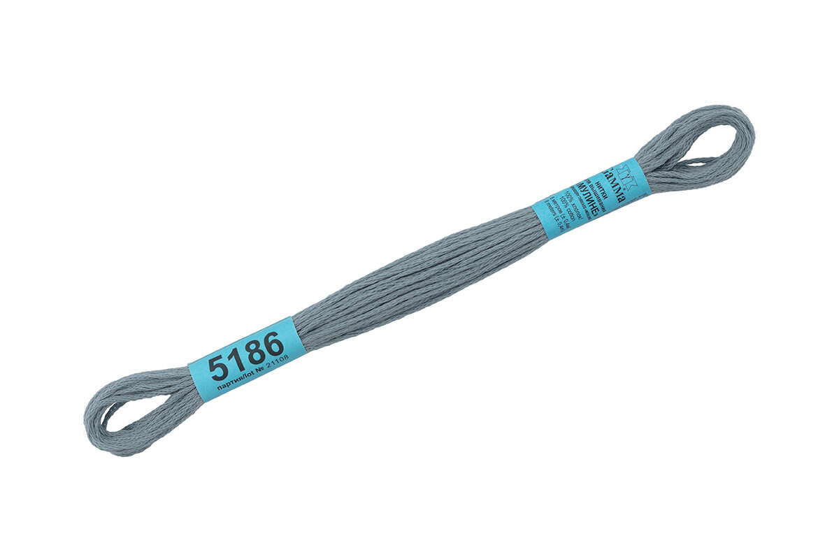 Мулине GAMMA нитки для вышивания 8м. 5186 серый, 1 штука.