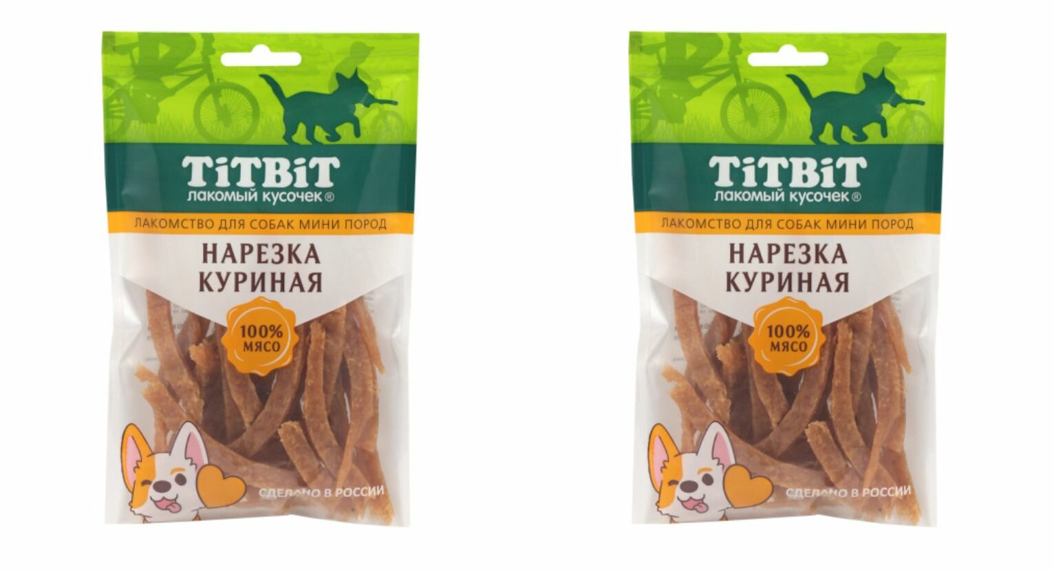 Titbit Лакомство для собак мини пород Нарезка куриная, 70 г, 2 уп