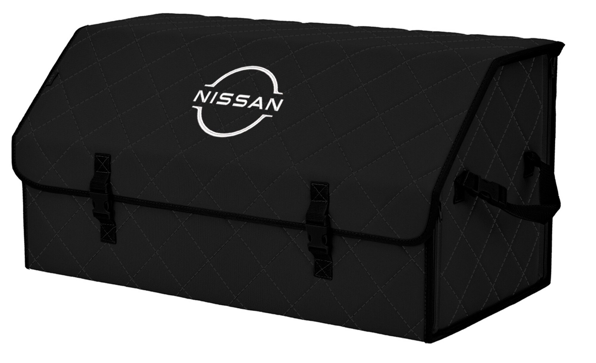 Органайзер-саквояж "Союз" в багажник Nissan (Ниссан), размер XL Plus. Цвет: черный с черной прострочкой Ромб.
