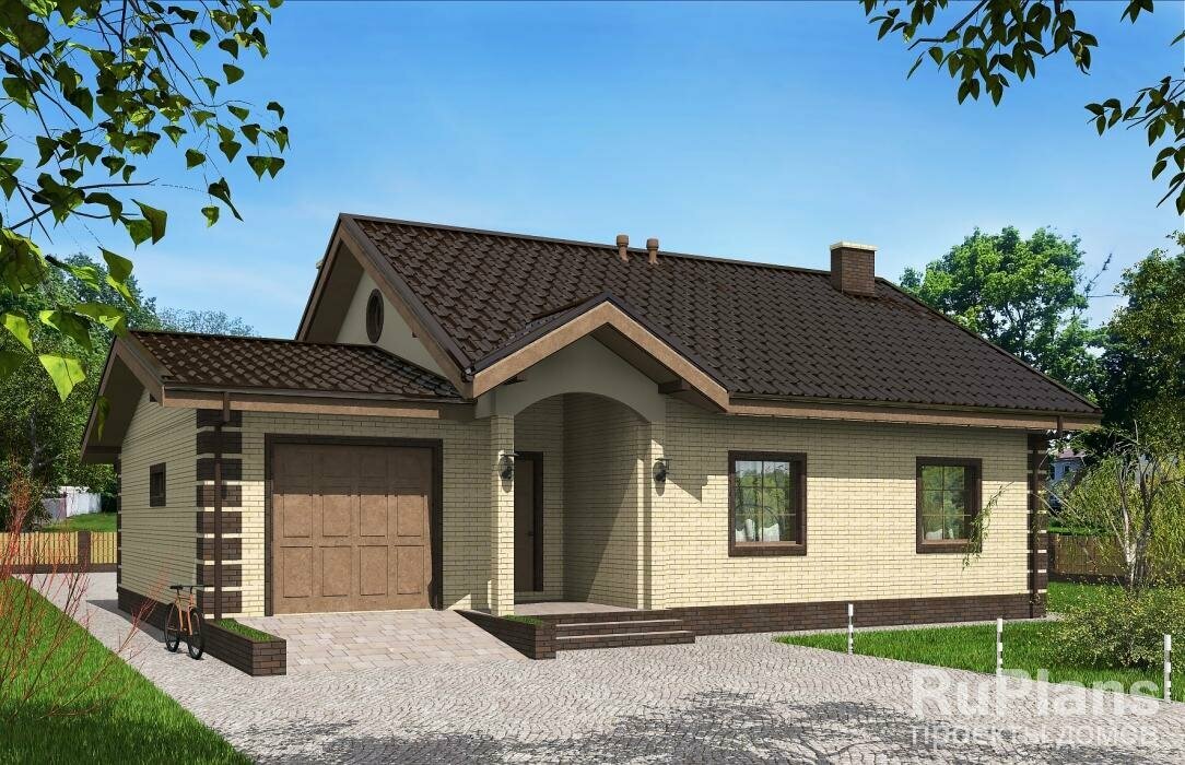 Одноэтажный жилой дом (118 м2, 13м x 14м) Rg5776