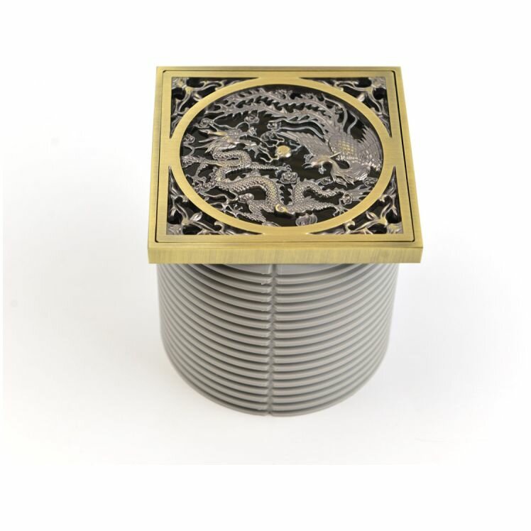 Трап Bronze de Luxe (Бронз Де Люкс) горизонтальный выход, комбинированный затвор, дизайн-решетка Дракон 21986-5602 бронза