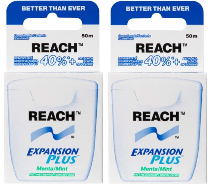 Зубная нить Reach, пропитанная воском, с мятным вкусом, 50 м, 2 шт.