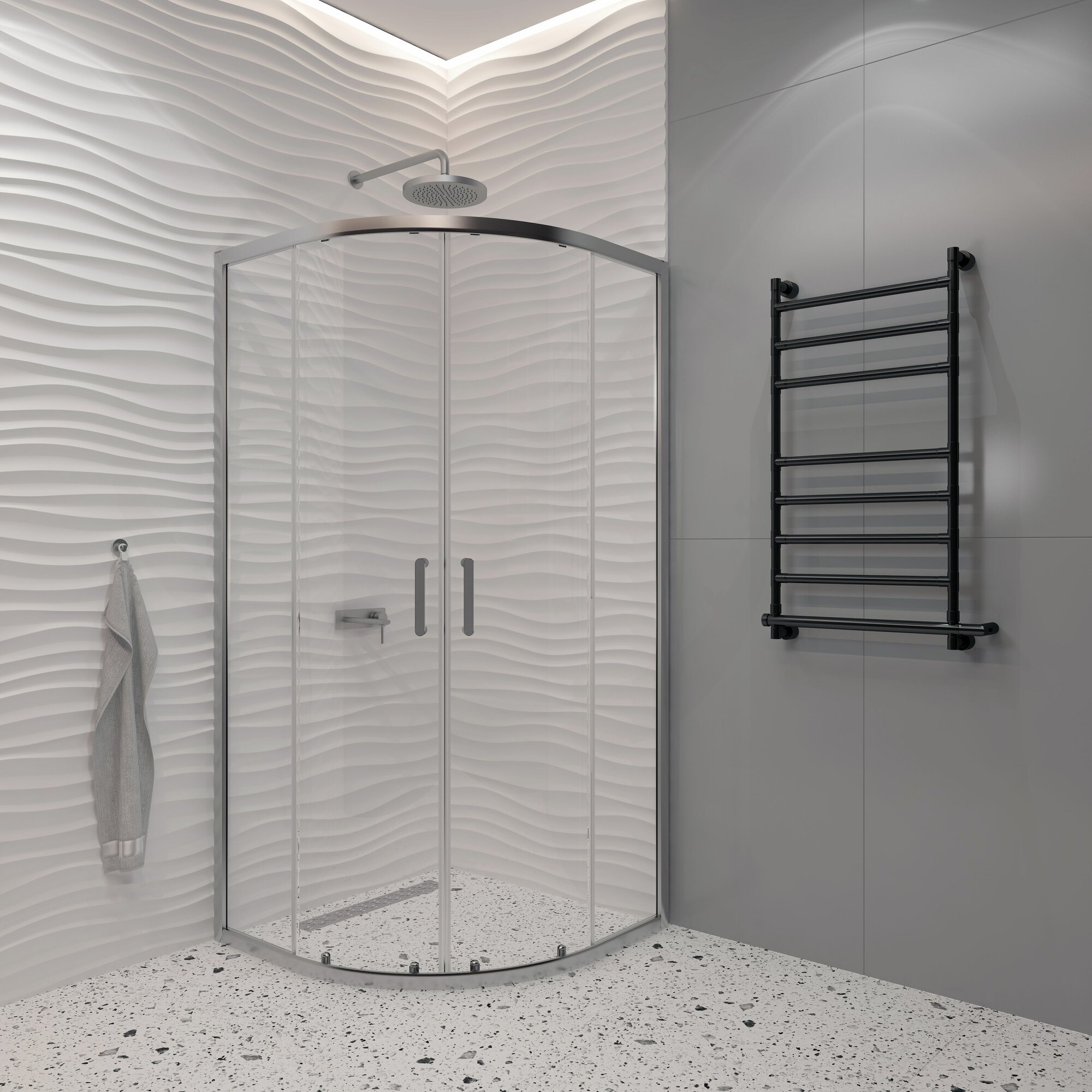 Душевое ограждение четверть круга EVA GOLD EG4C 90х90 профиль хром, прозрачное стекло