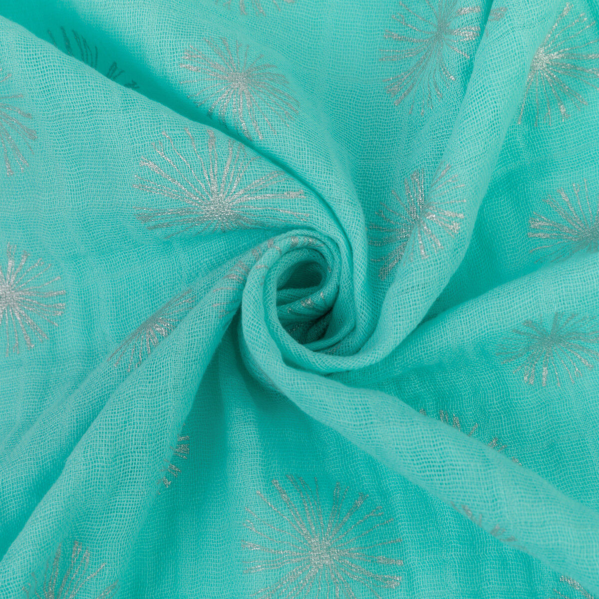 Ткань муслиновая отрез 100x125 см 100% хлопок "PEPPY" EMBRACE METALLIC, Shannon Fabrics, emmmake a wish saltwater/silver