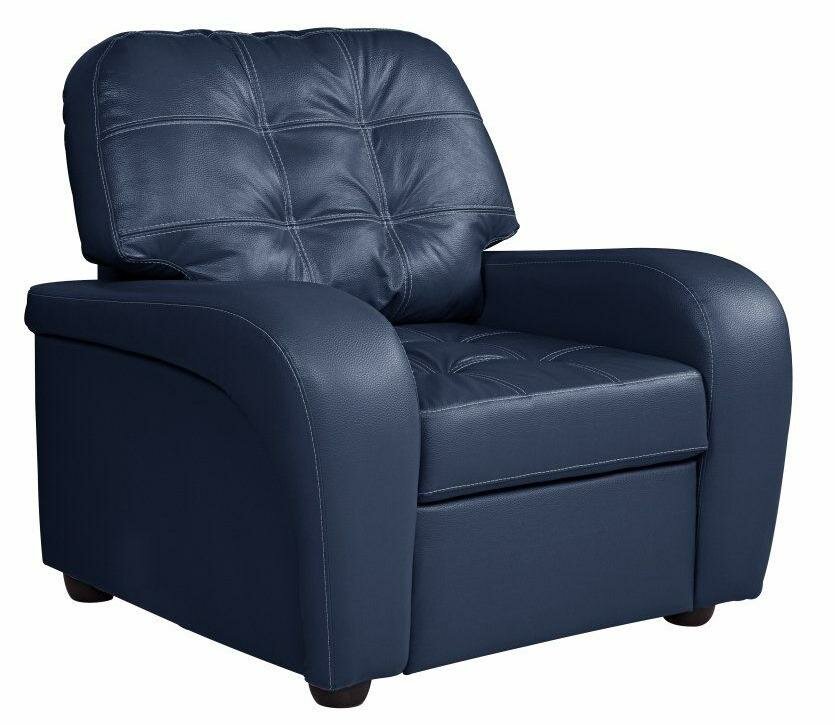 Кресло для отдыха Сидней Синее Экокожа, 97х88х109 см, с ящиком для белья