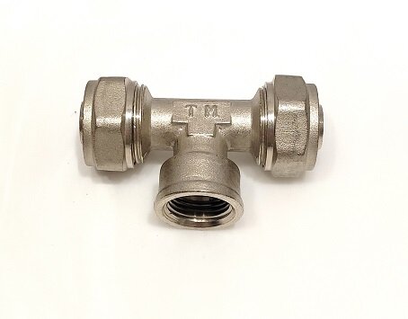 Тройник с переходом на внутреннюю резьбу обжим 20 х 1/2" х 20 TIEMME