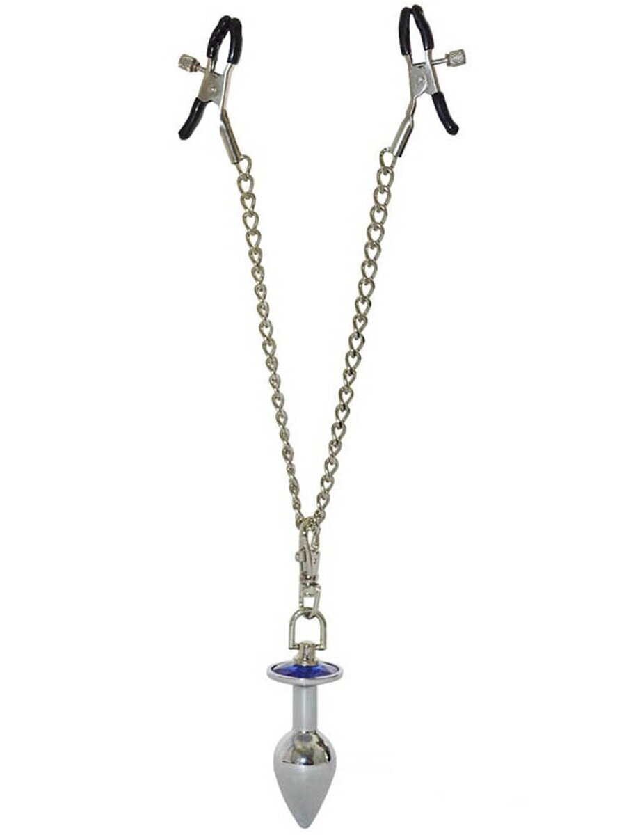 Зажимы-стимуляторы на соски с анальной пробкой на цепочке