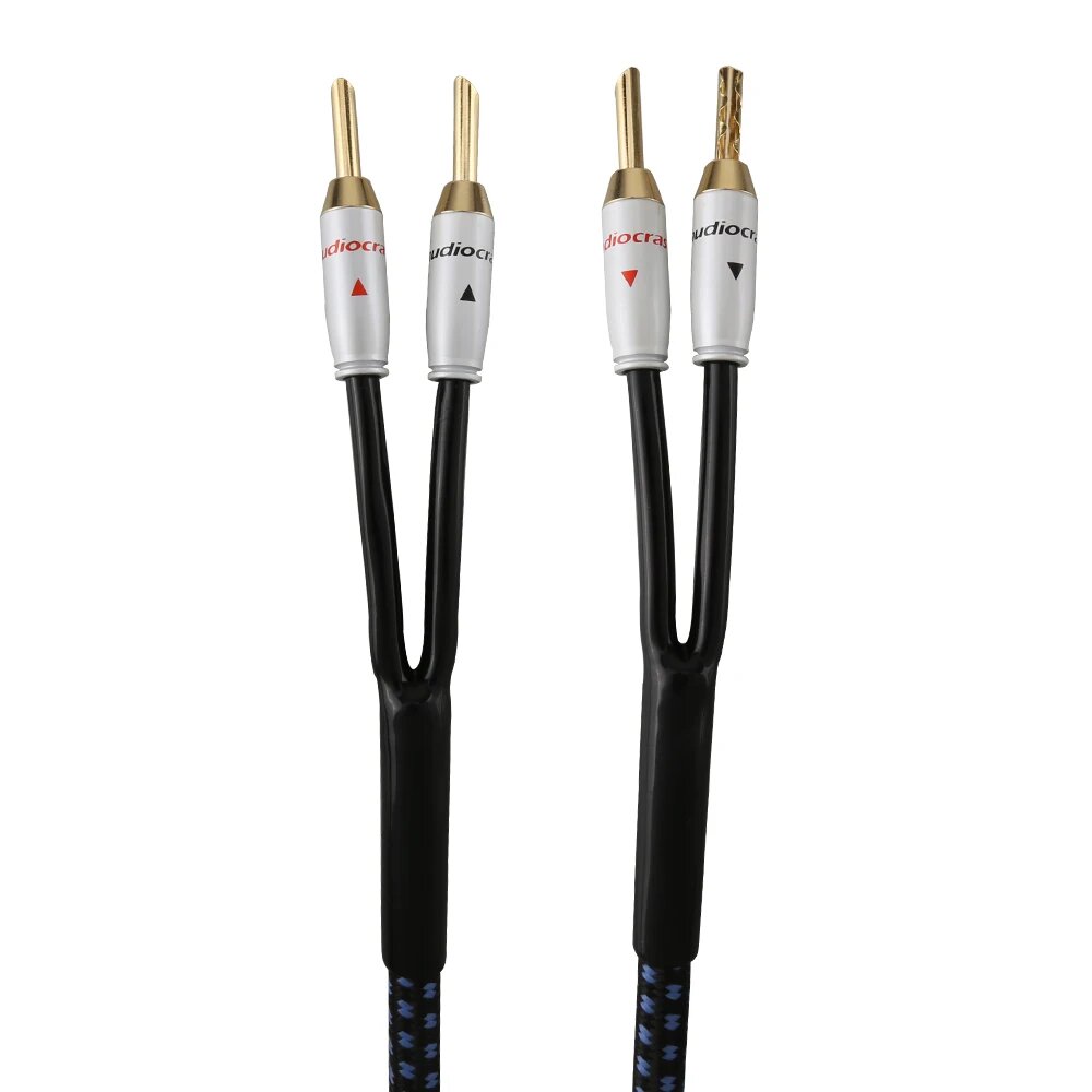 Audiocrast SP14 серебрянный аудио кабель, пара banana to banana, 2 м