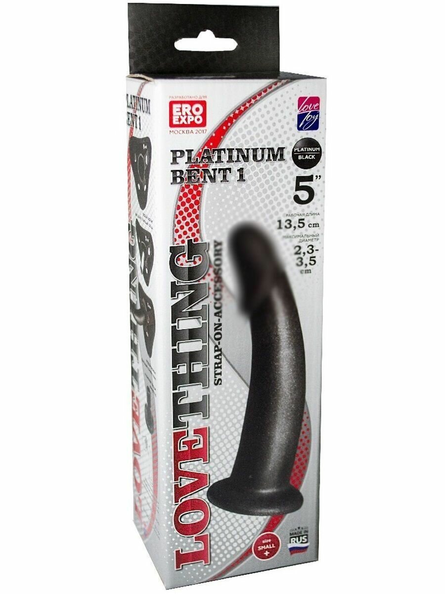 Насадка фаллоимитатор на страпон харнесс "PLATINUM BENT", с коннектором для соединения с поясом, 14.5см