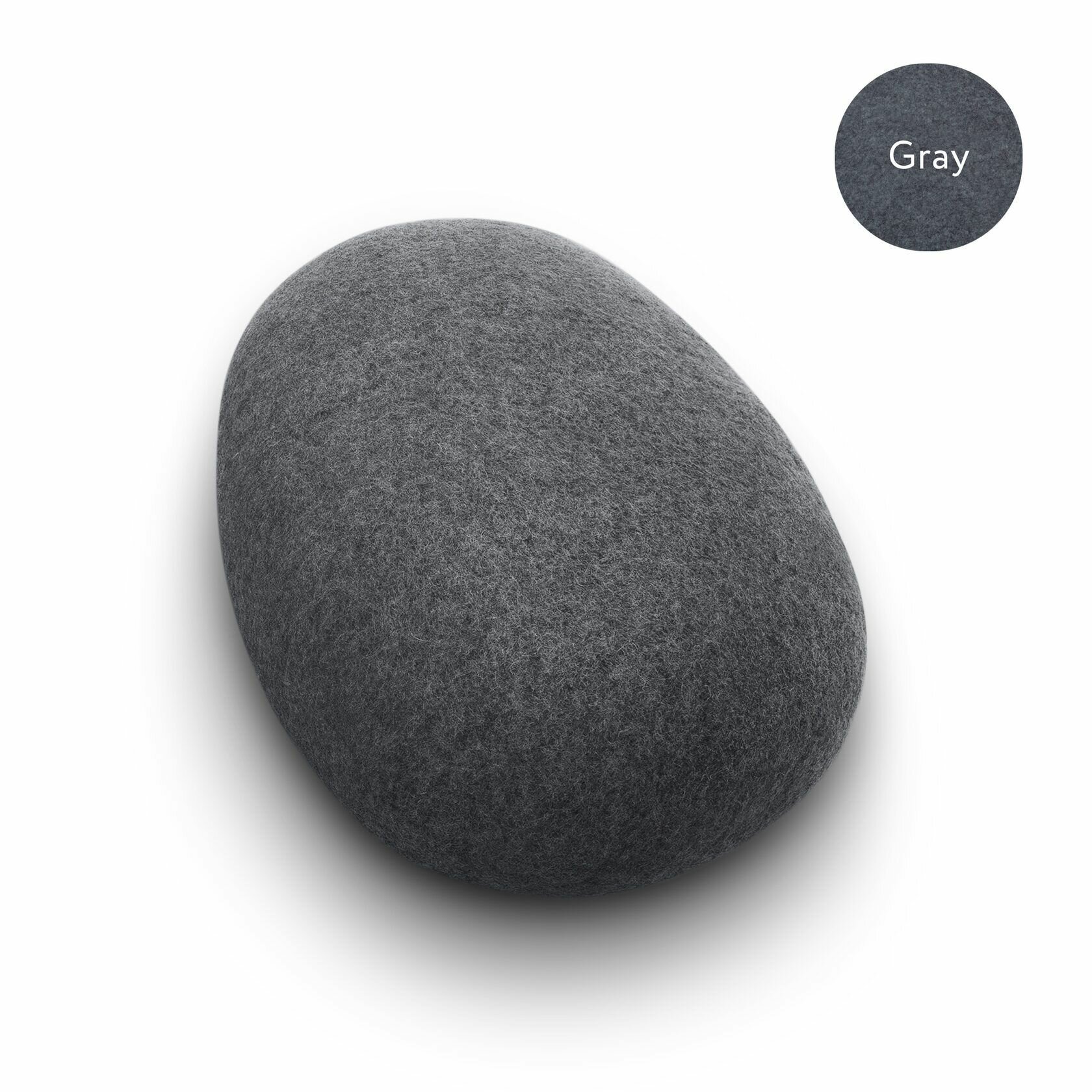 Валяный пуф-камень Katsu, модель: Solid, цвет: Серый, 40 см.