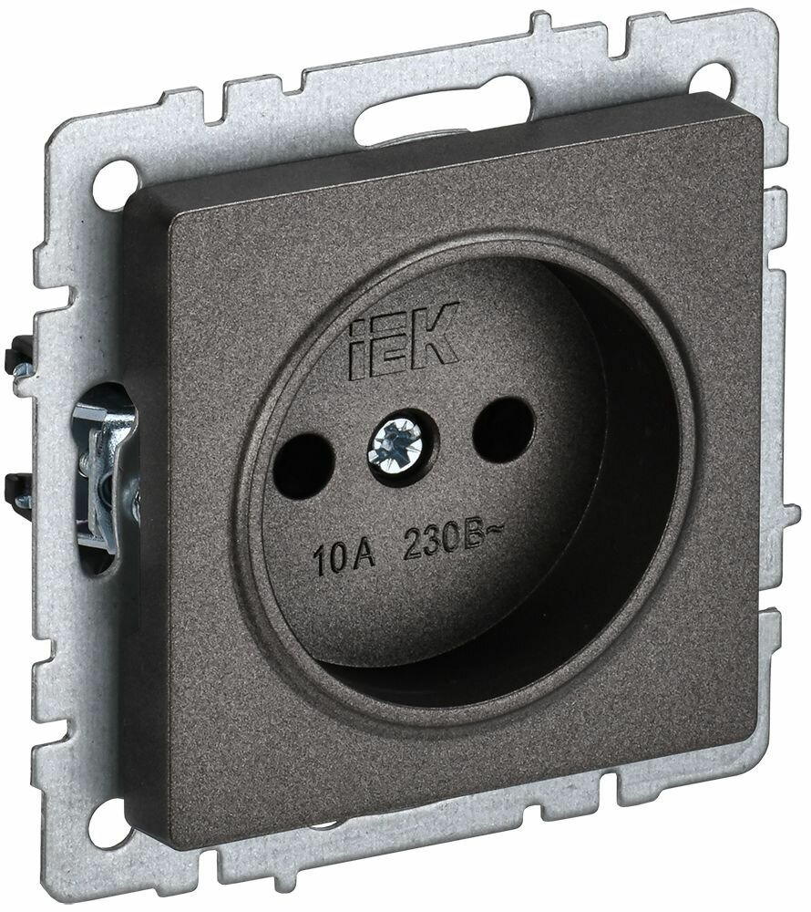 Розетка IEK BRITE, без заземления, без защитных шторок, 10А, скрытого монтажа, однополюсная, темная бронза