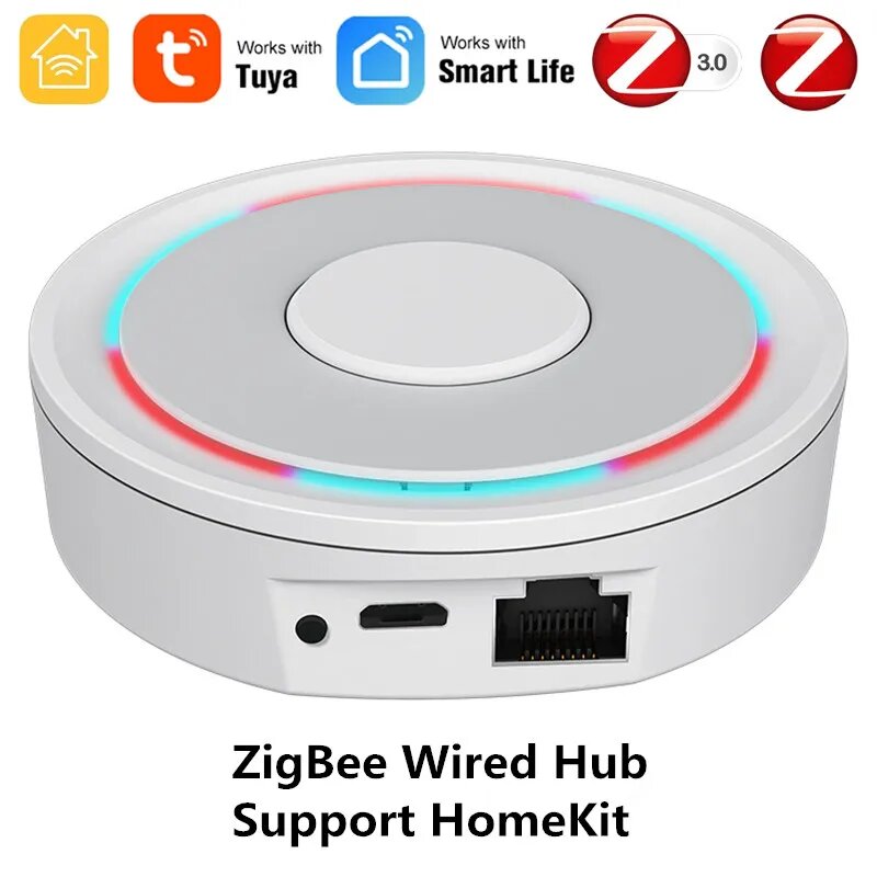 Шлюз умного дома Tuya ZigBee Homekit с проводным и беспроводным подключением, мост для удаленного управления с телефона, автоматизация умной жизни, совместим с Apple Home Kit — проводной Homekit